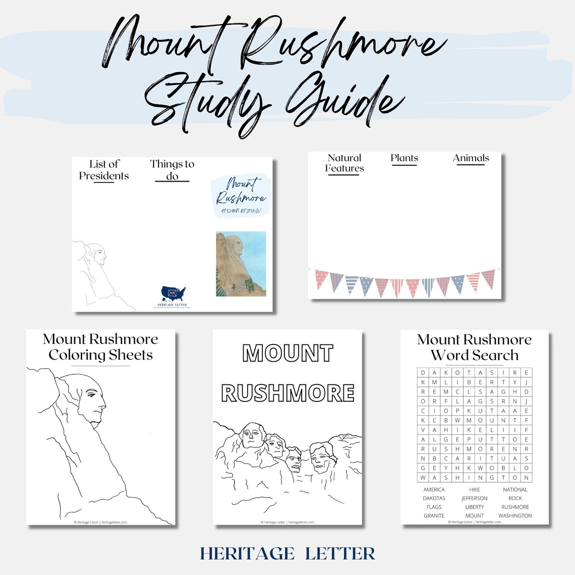 Mount Rushmore Unit Study, Learning Activity, Printable (digital ...