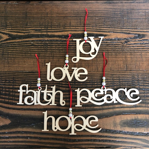 Joy Faith Hope Peace Love Christmas Ornament Wood Ornament | Etsy