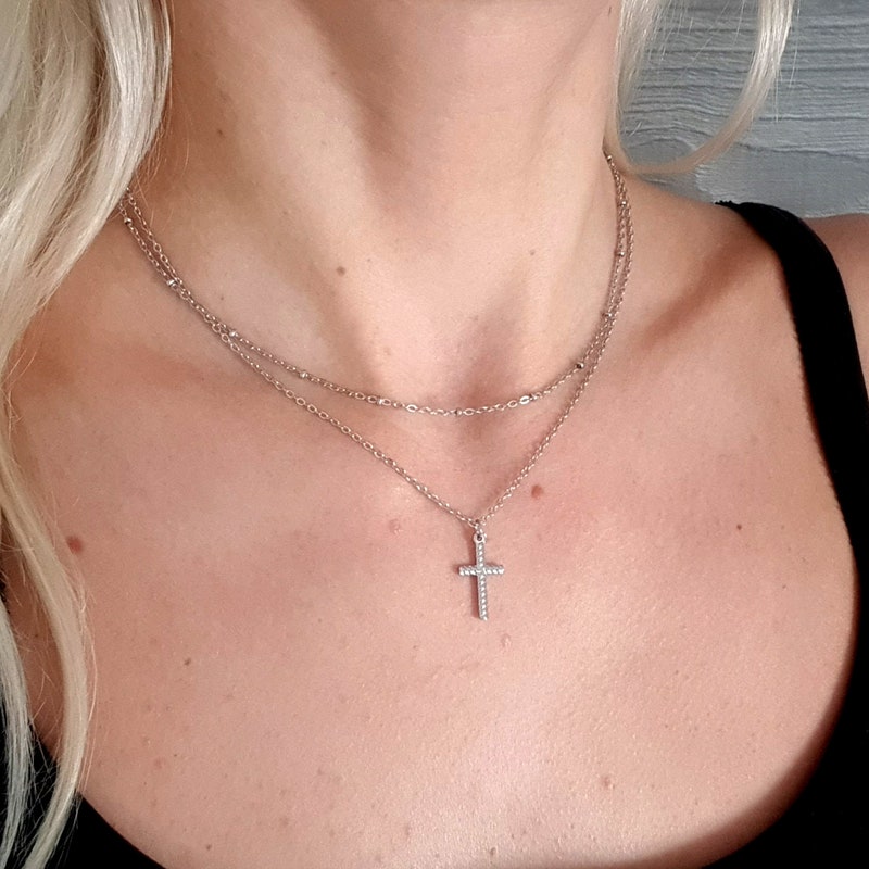 Double Cross Chain Necklace - Etsy