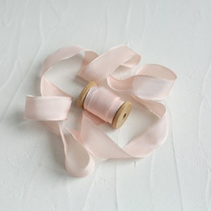 Light Blush 2cm Wide Naturally Dyed Silk Ribbon, Pure Habotai Silk ...