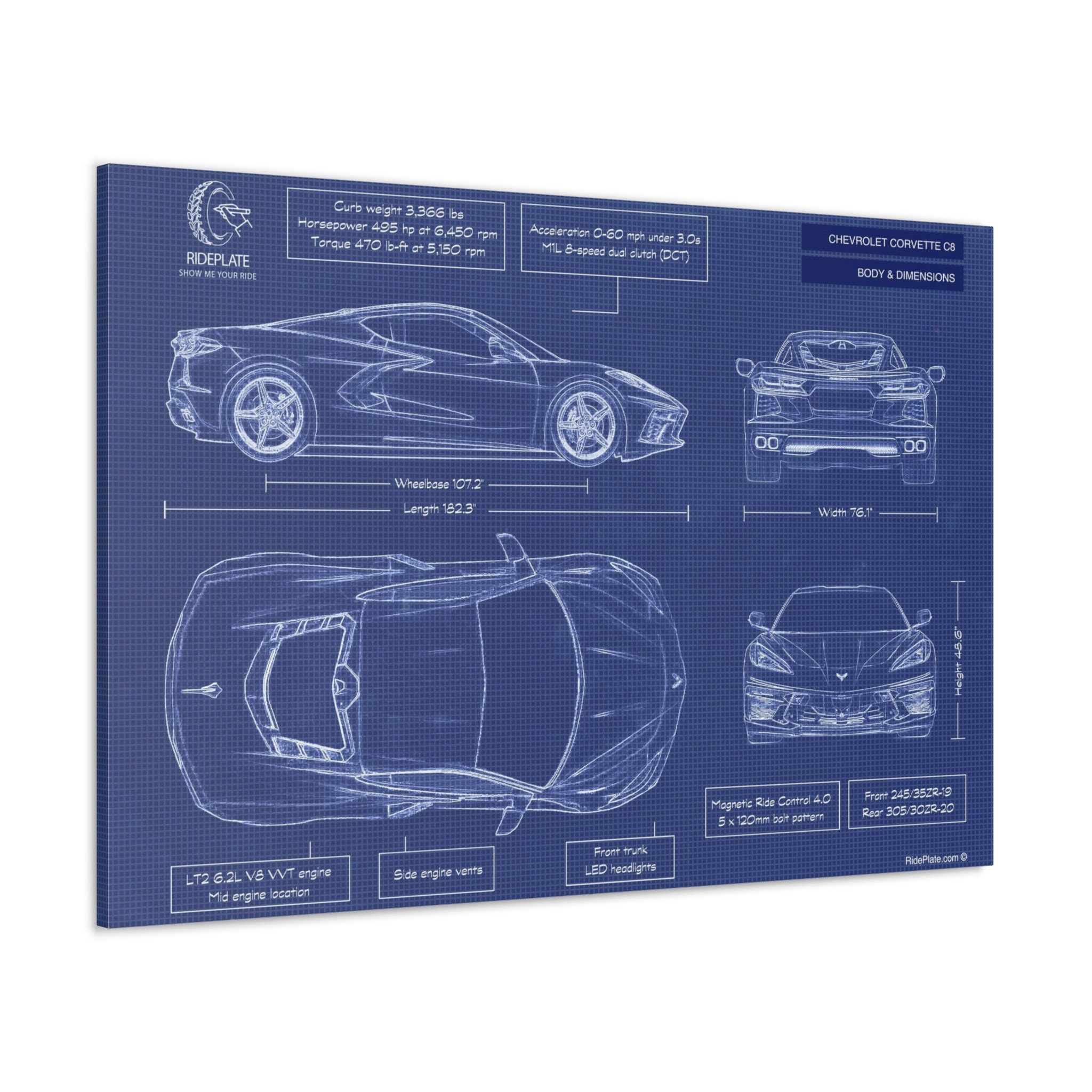 Chevrolet Corvette C8 2020-2023 Generation Blueprint - Etsy