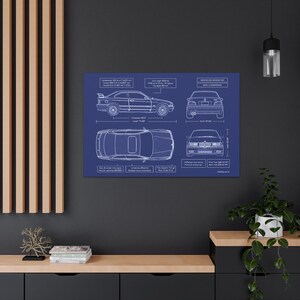 E36 M3 BMW Blueprint Canvas in Blue 1990 2000 Gift for Him Car ...