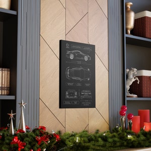 Porsche 911 Carrera GTS 992 Blueprint Canvas in Black | Gift for Him ...
