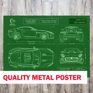Jaguar F-type R Metal Blueprint Poster | 2014 - 2019 | Car Enthusiast ...