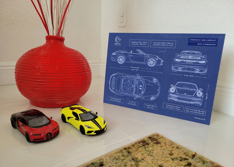 Porsche 911 992 Cabriolet Blueprint Metal Poster 2019-2020 - Etsy