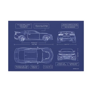 Chevrolet Camaro ZL1 6th Gen Blueprint Canvas in Blue | 2017 - 2024 ...