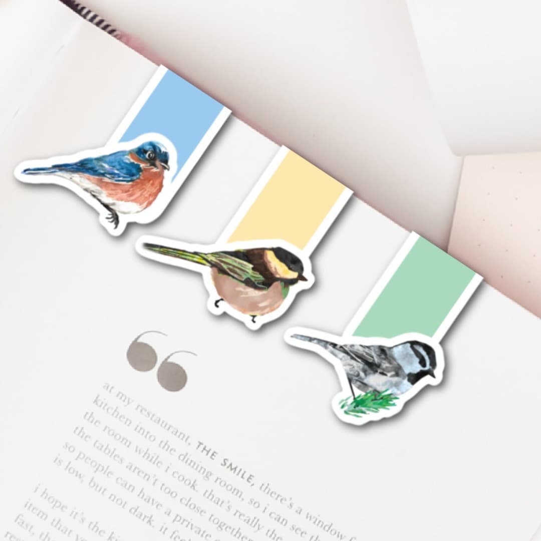 Bird Magnetic Bookmark Set: Sparrow & Bluebird Designs - Etsy