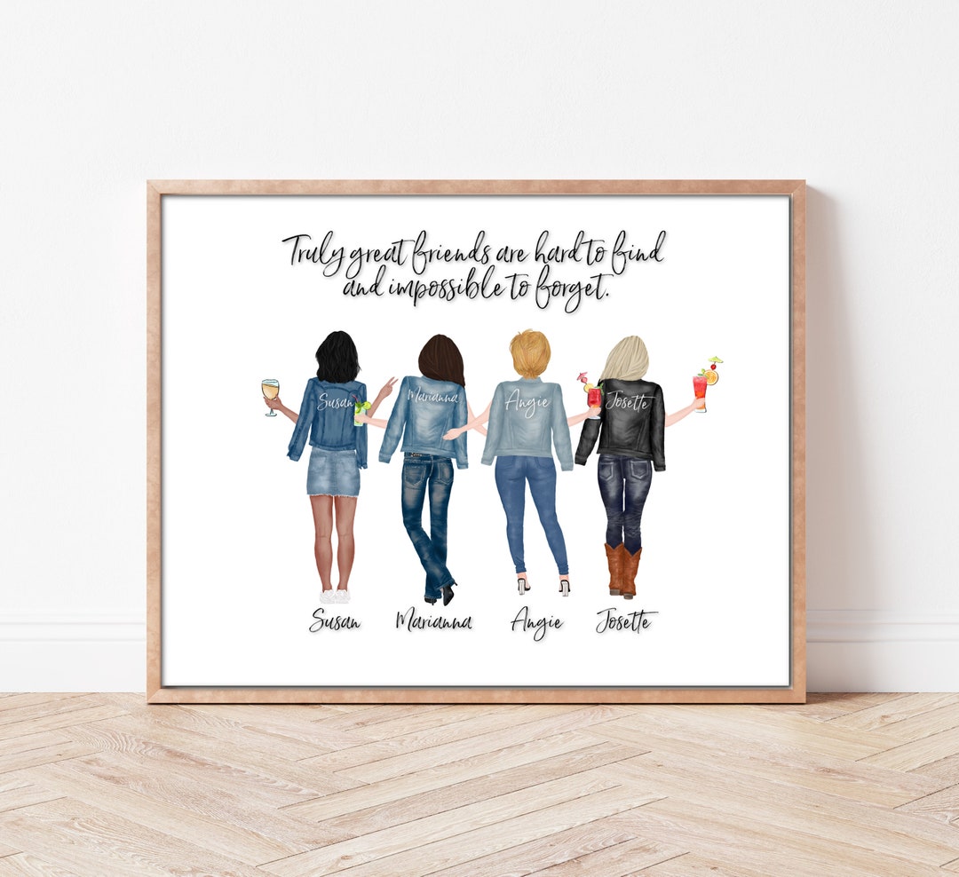 Personalized Sister Portraits; Custom Friends Portrait; Christmas Gift ...