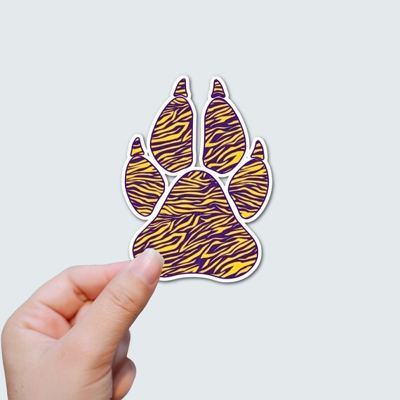 Tiger Paw Sticker / Water Bottle Decal / Purple and Gold Decal | Etsy