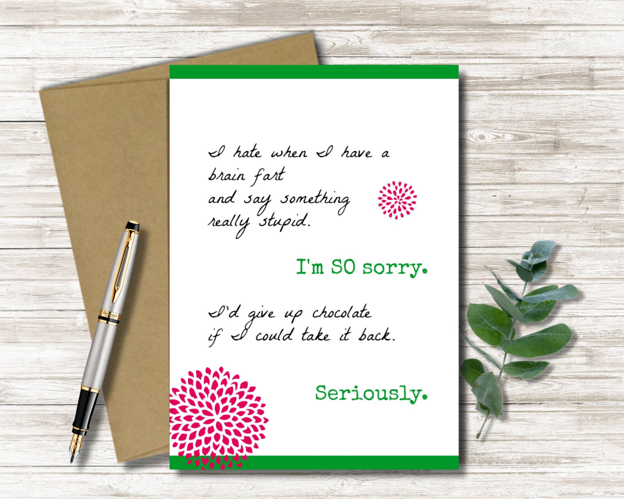 Funny Apology Card I'm Sorry Greeting Card Brain Fart | Etsy