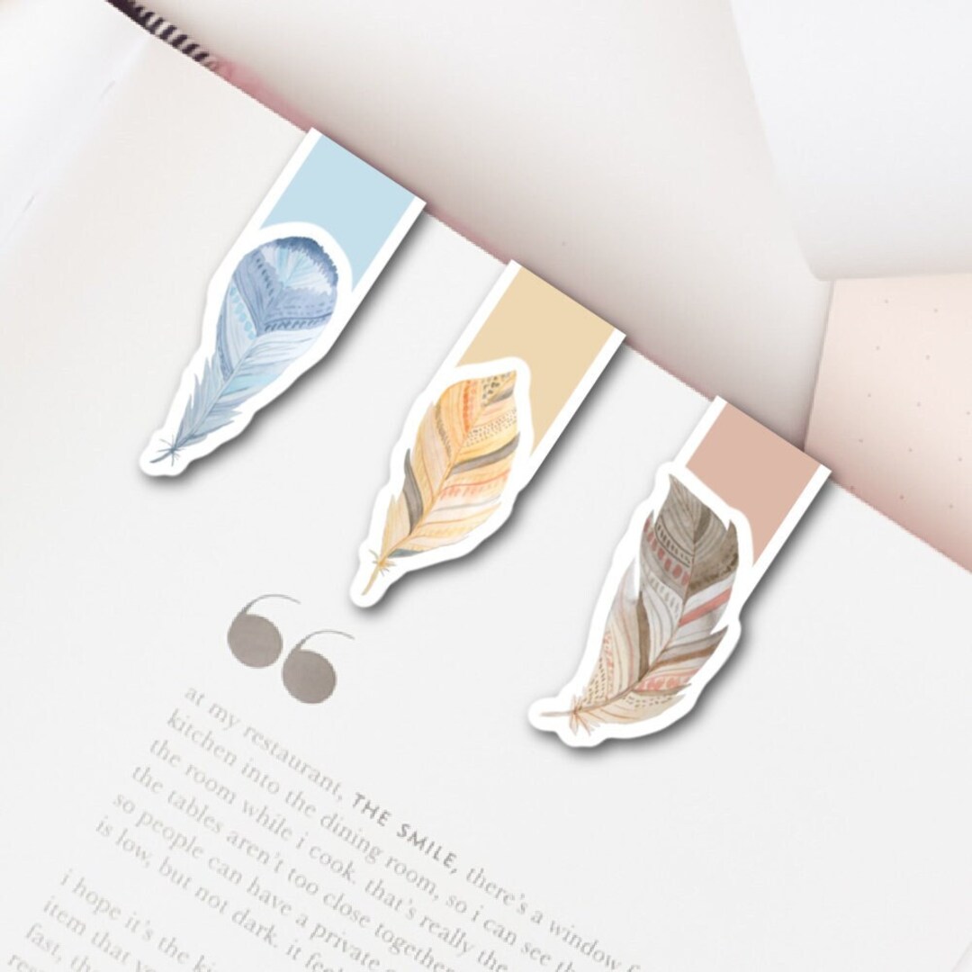 Boho Feather Magnetic Bookmark Set: Handmade Planner Accessories - Etsy
