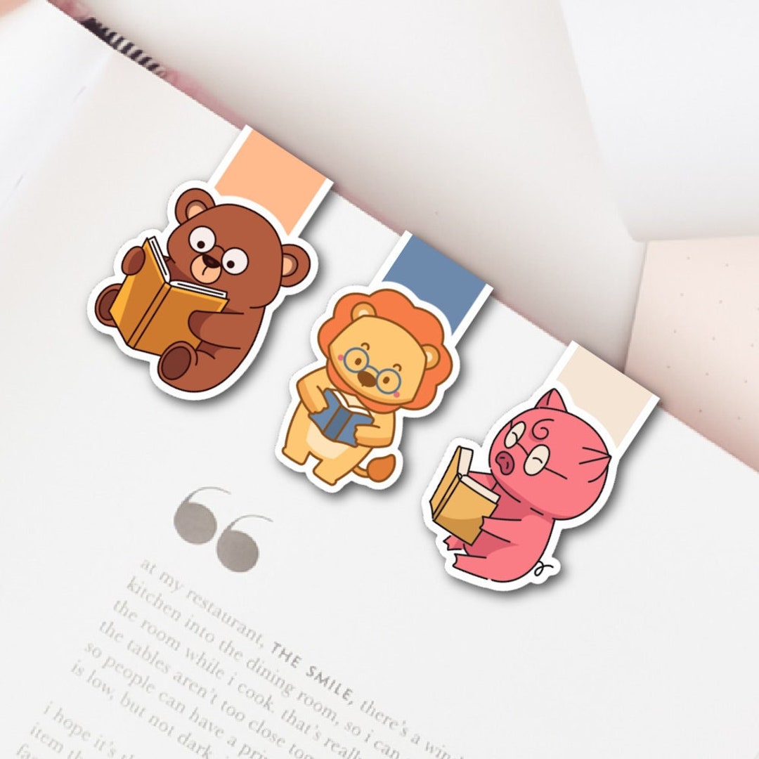 Cute Animals Magnetic Bookmark Set; Cute Handmade Bookmarks; Gift for ...