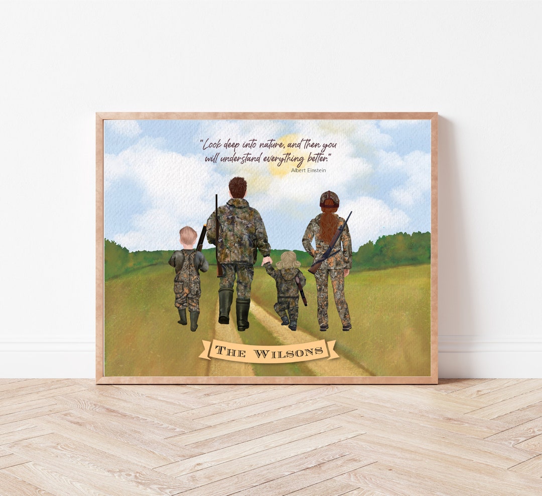 Custom Hunting Family Portrait Print: Gift for Hunter - Etsy