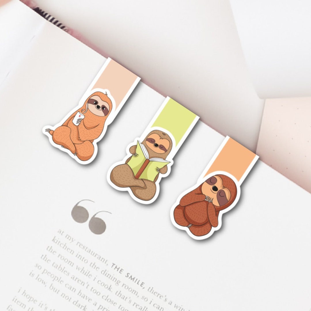 Magnetic Bookmark Set for Sloth Lovers; Cute Sloth Bookmarks; Gift for ...