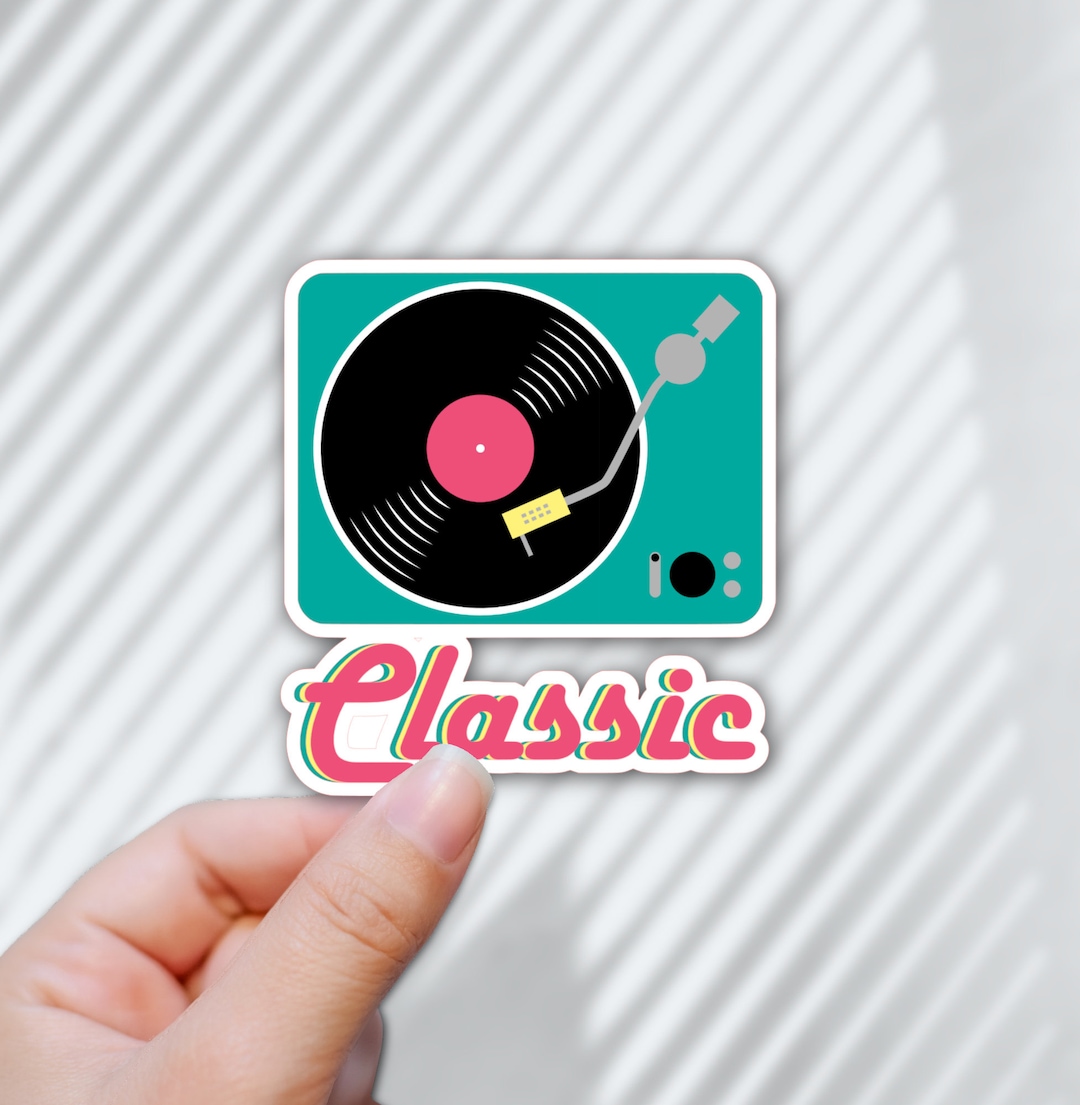 Record Player Sticker / Laminated Water Bottle Decal / Gift for Teen ...