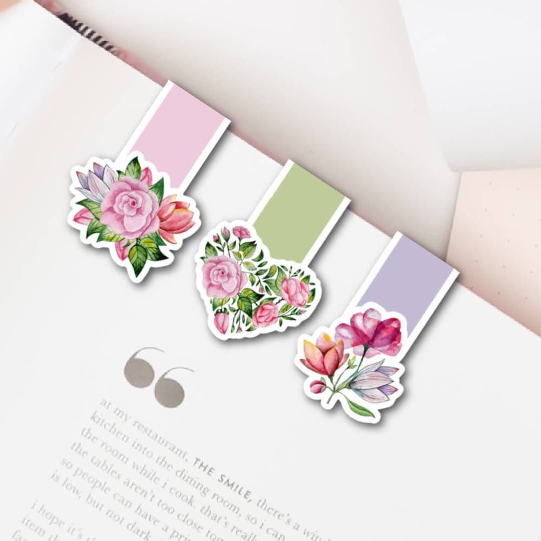 Magnetic Bookmark Set With Flowers; Gift for Book Lovers; Unique ...