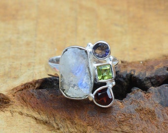 Rough Gemstone Ring | Etsy