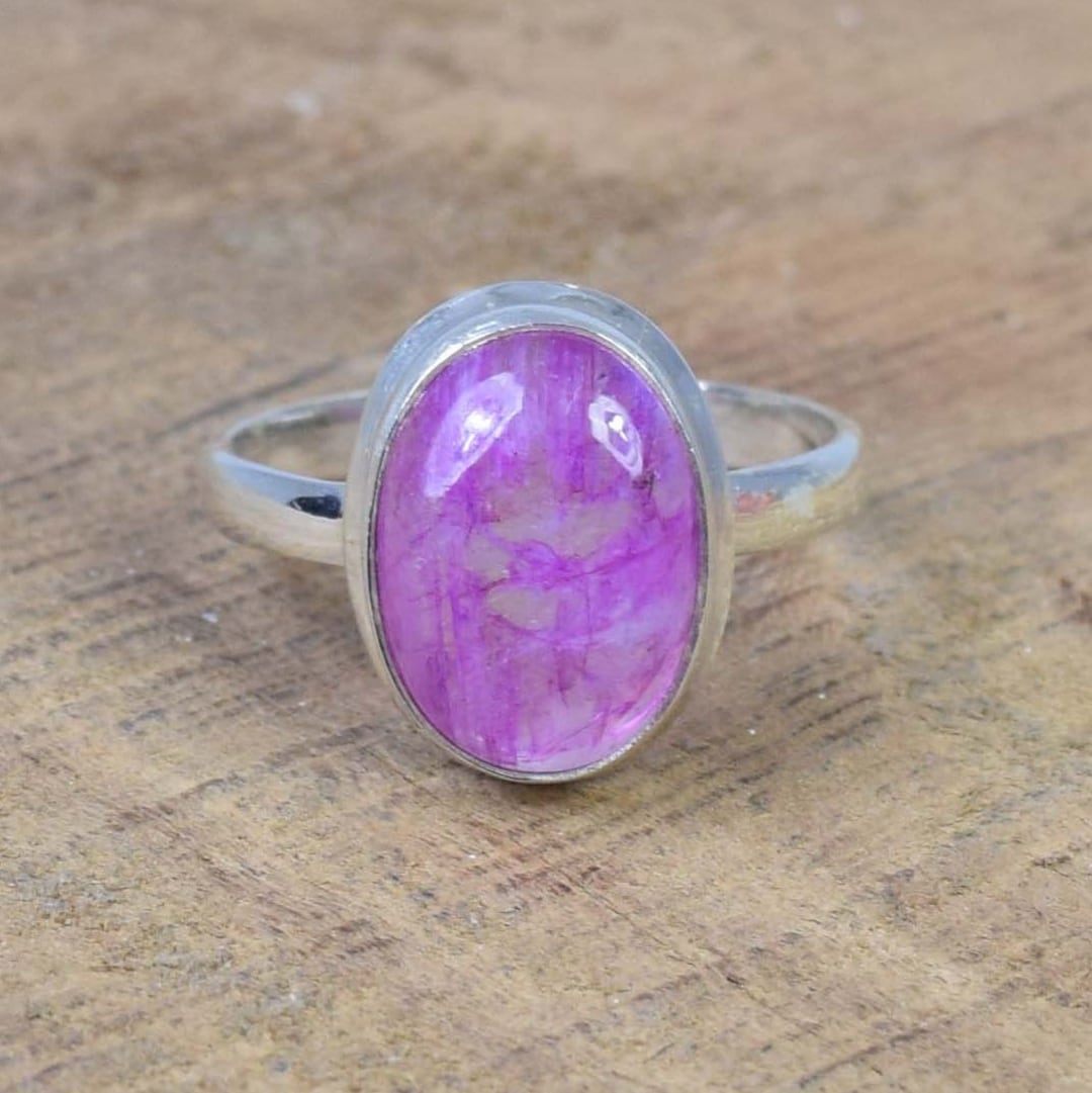 Pink Rainbow Moonstone 925 Sterling Silver Gemstone Jewelry Ring ~ Oval ...