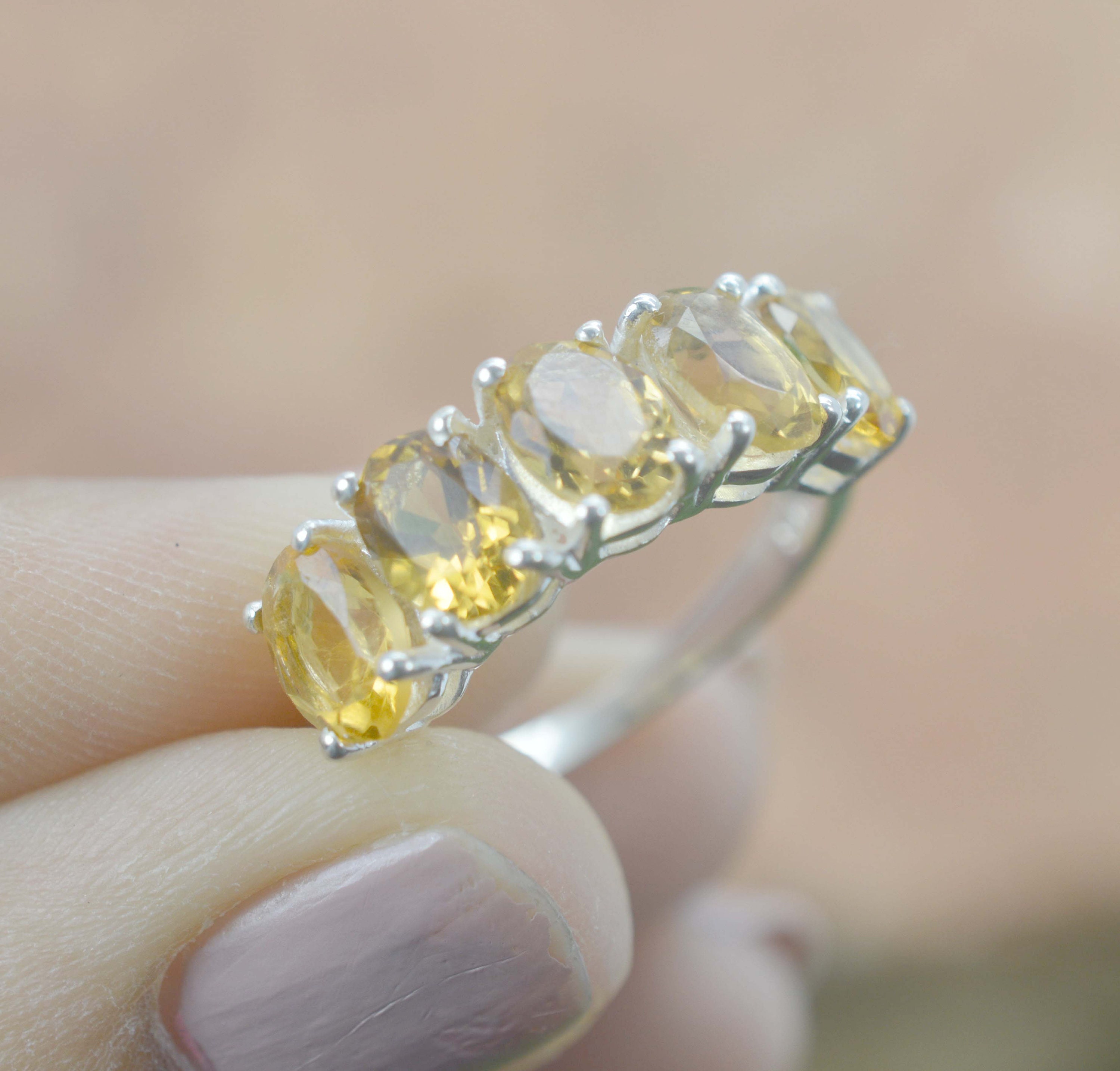 Yellow Citrine 925 Sterling Silver Gemstone Ring - Etsy