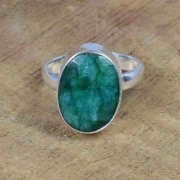 Green Silver Ring - Etsy
