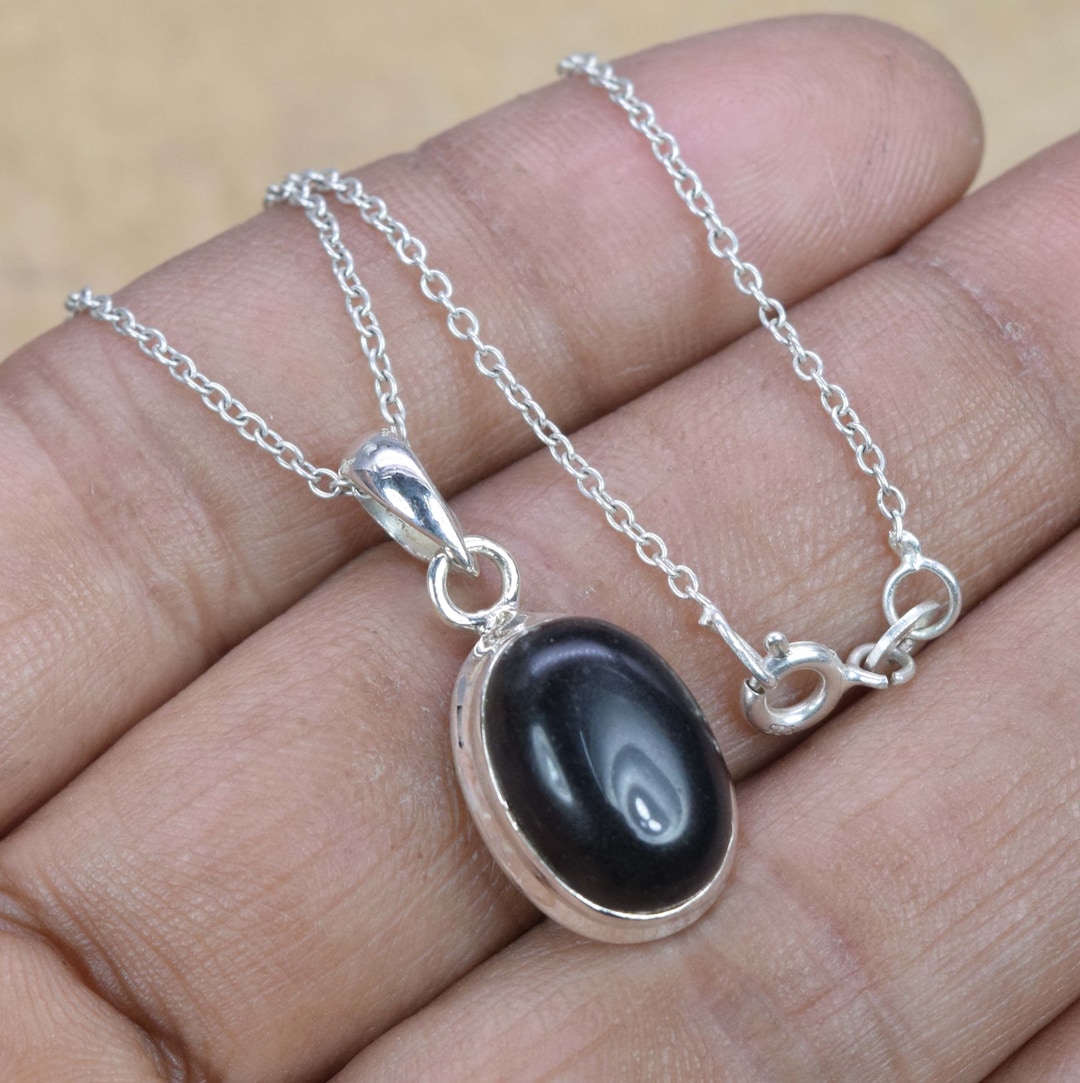 Handmade Black Onyx Sterling Silver Pendant Necklace: July Birthstone ...