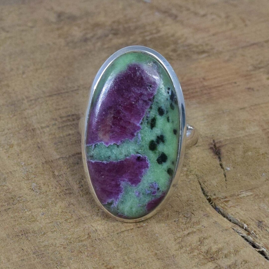 Ruby Zoisite 925 Sterling Silver Natural Multi Gemstone Ring Jewelry Gift for Christmas Oval ...