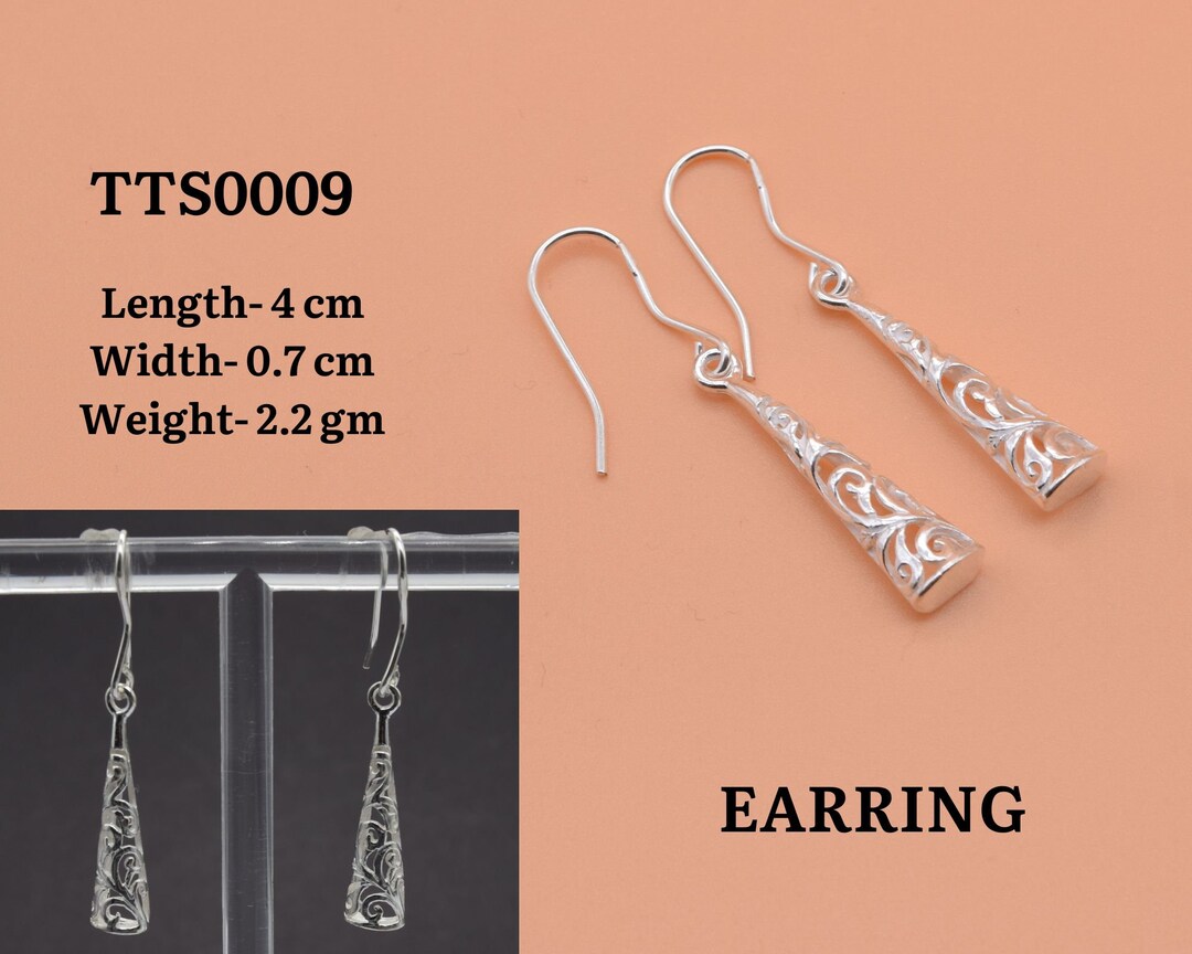 Silver Triangle Spike 925 Sterling Silver Designer Earrings - Etsy