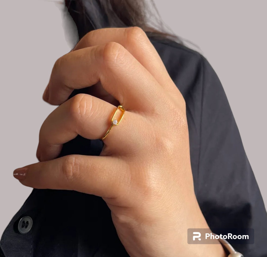 Solid Gold 9k/14k/18k Real Diamond Ring ~ Real Diamond Oblong ...