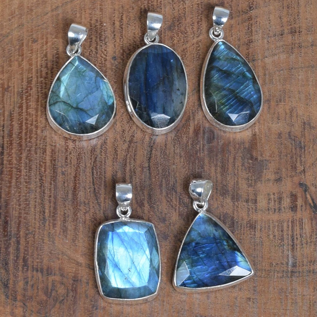 Cut Labradorite/ Black Moonstone 925 Sterling Silver Pendant ~ Gemstone ...