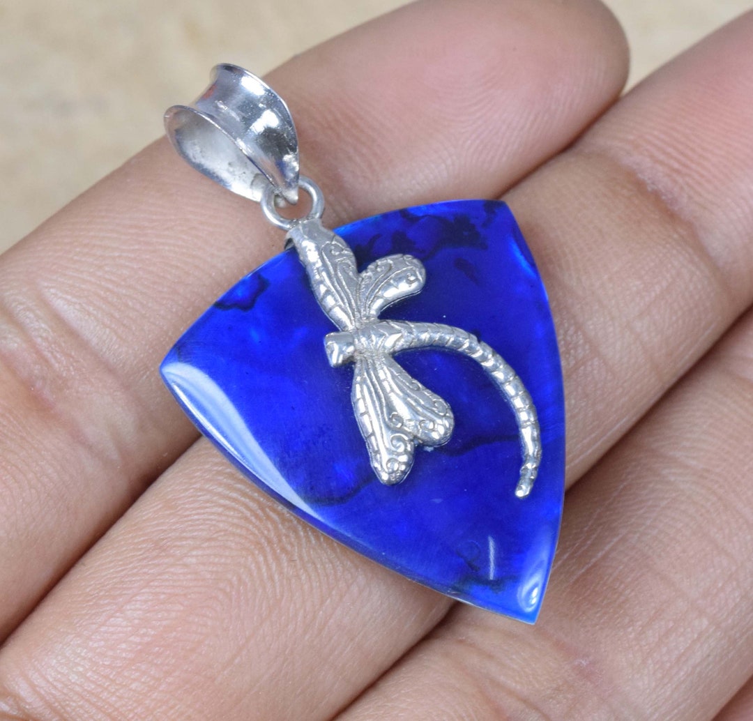 Dragonfly Abalone Shell 925 Sterling Silver Natural Triangle Gemstone ...