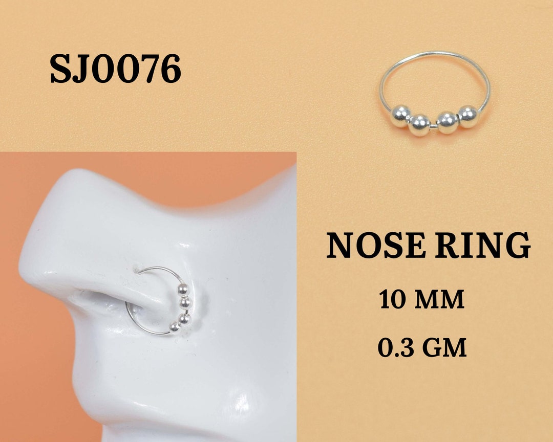 Silver Ball Nose Ring 925 Sterling Silver Designer Nose Ring - Etsy