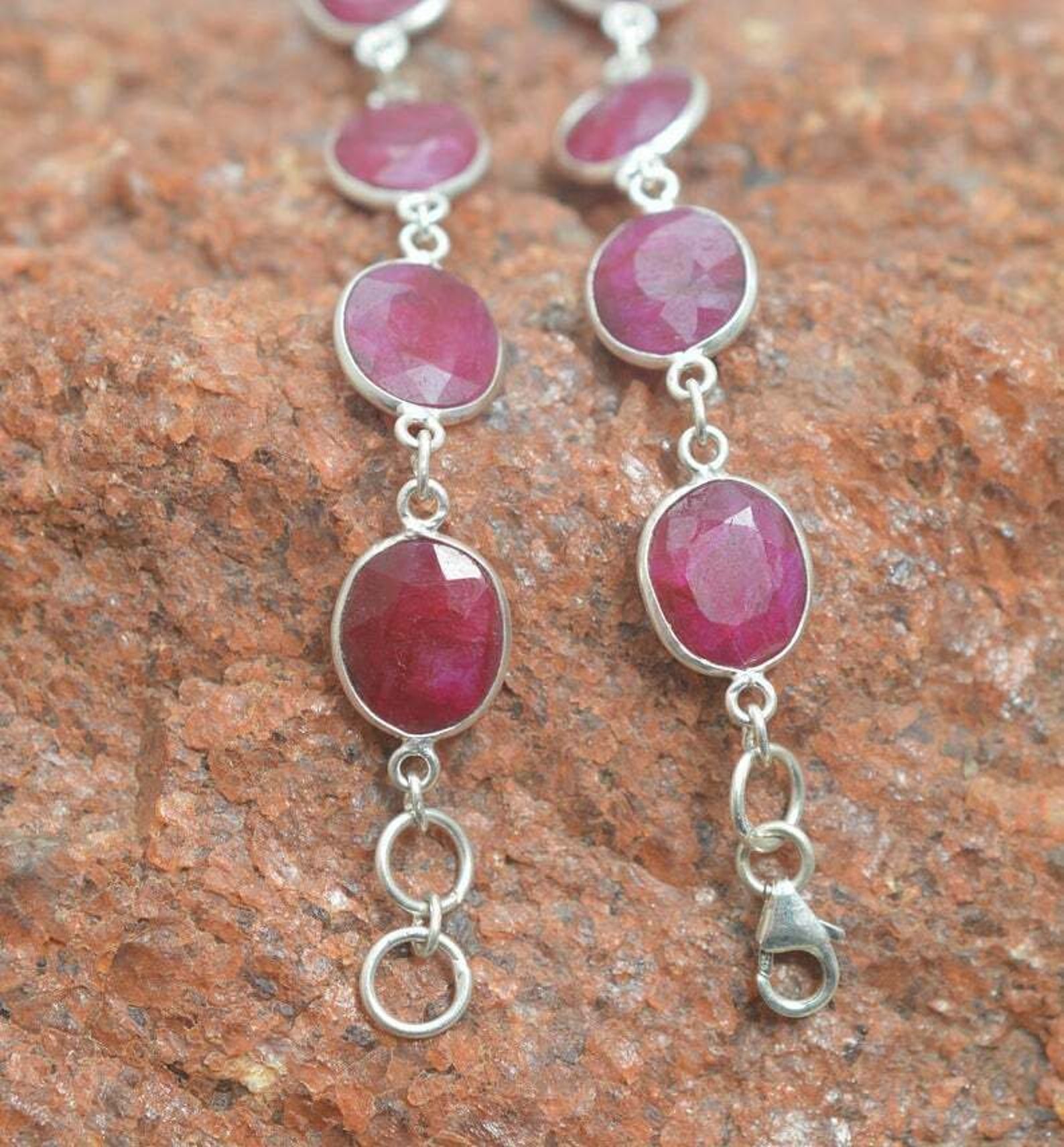 Red Ruby 925 Sterling Silver Gemstone Jewelry Adjustable - Etsy