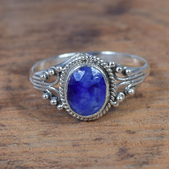 Buy Blue Sapphire 925 Sterling Silver Gemstone Jewelry Ring Designer Ring blue Sapphire Minimalist Gemstone Christmas Gift Ring Jewellery Online in India Etsy