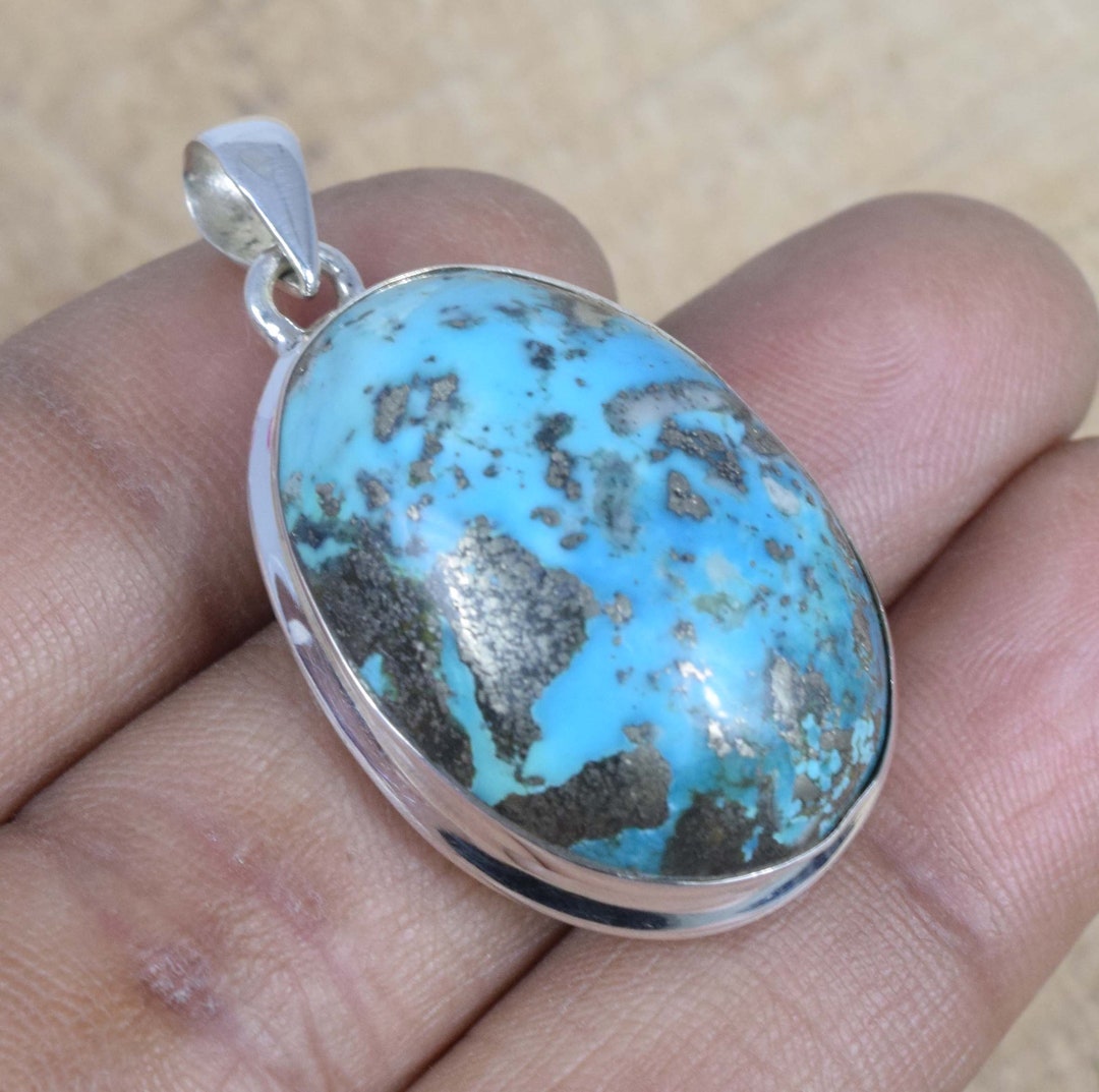 Natural Blue Turquoise 925 Sterling Silver Blue Gemstone Handmade ...