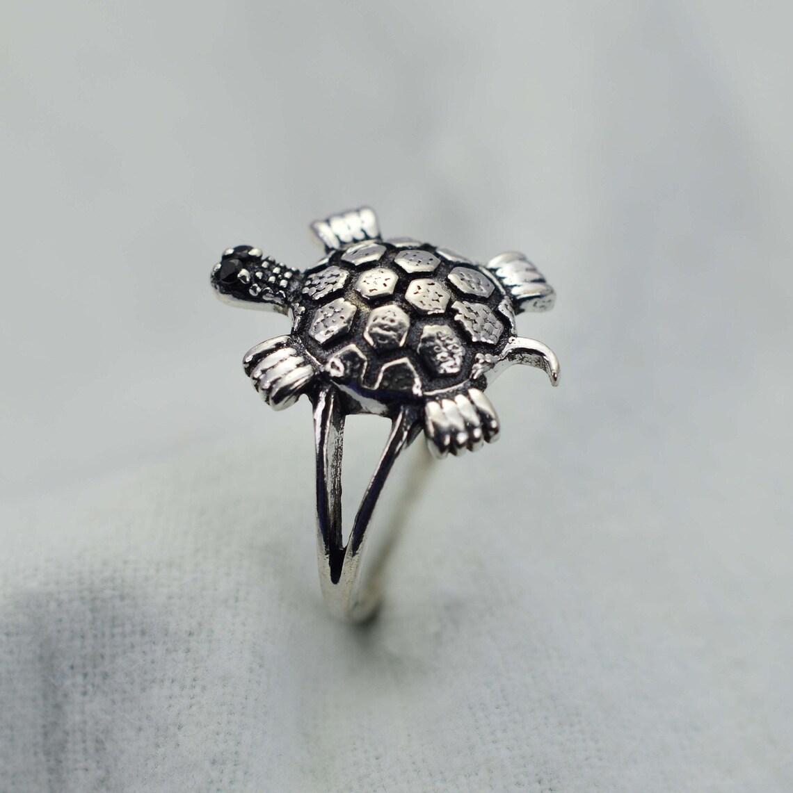 Plain 925 Sterling Silver Turtle Ring - Etsy UK