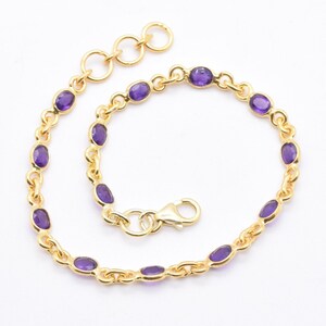 Solid Gold 9k/14k/18k Natural Cut Purple Amethyst Gemstone Adjustable ...