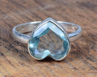 Blue Heart Ring | Etsy