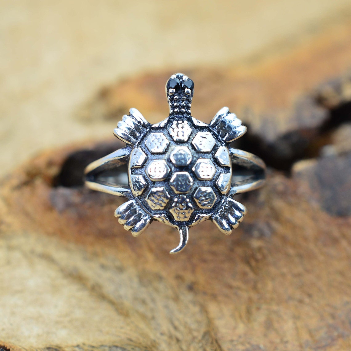 Plain 925 Sterling Silver Turtle Ring - Etsy UK