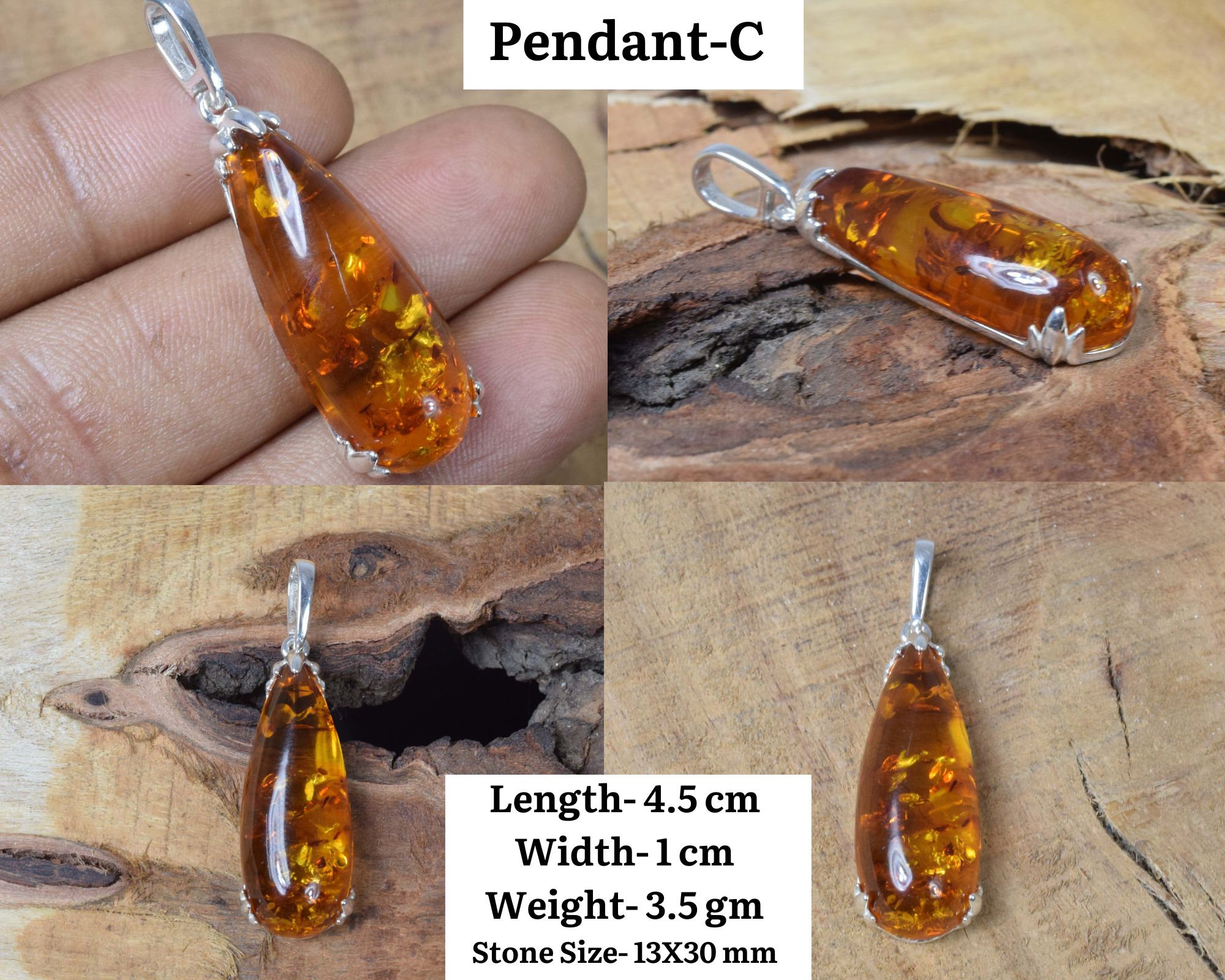 Baltic Amber Pendant: 925 Sterling Silver Gemstone Jewelry - Etsy