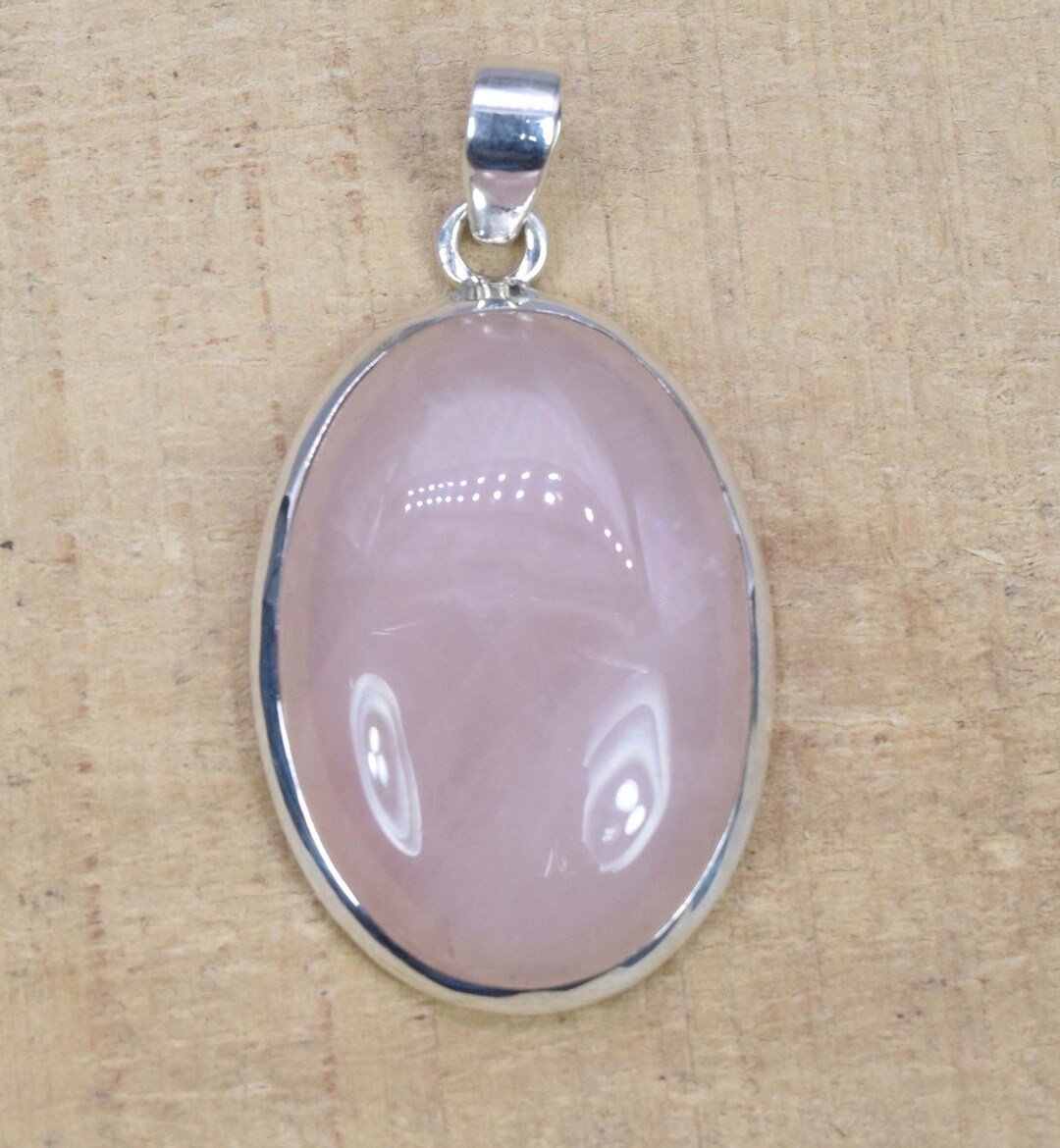 Pink Rose Quartz 925 Sterling Silver Oval Shape Natural Gemstone ...