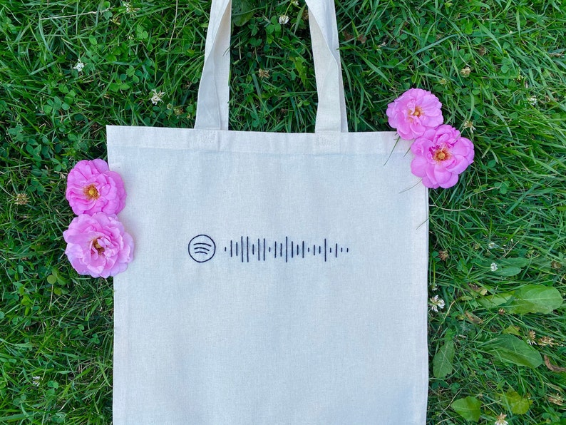 Custom Spotify Code Tote Bag, Embroidered Tote Bag, Custom Tote Bag ...