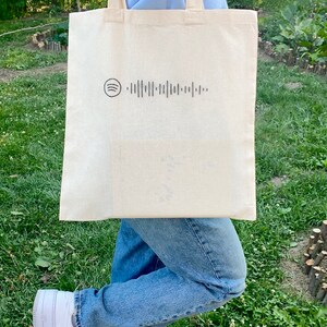 Custom Spotify Code Tote Bag, Embroidered Tote Bag, Custom Tote Bag ...