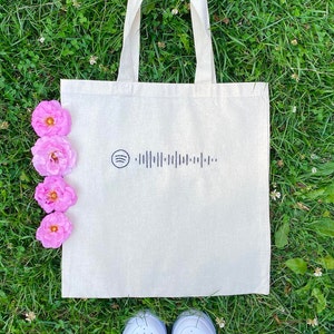 Custom Spotify Code Tote Bag, Embroidered Tote Bag, Custom Tote Bag ...