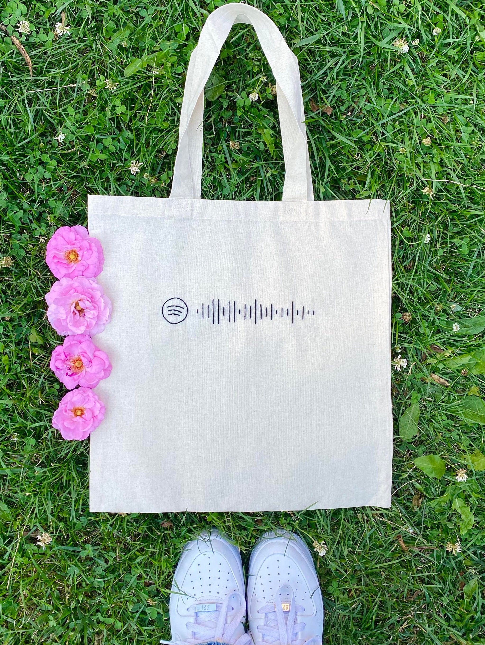 Custom Spotify Code Tote Bag, Embroidered Tote Bag, Custom Tote Bag ...