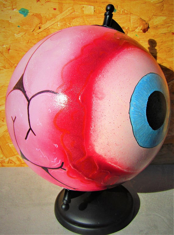 Hand painted custom eyeball guts and goo desk globe Sculpture Figurines ...