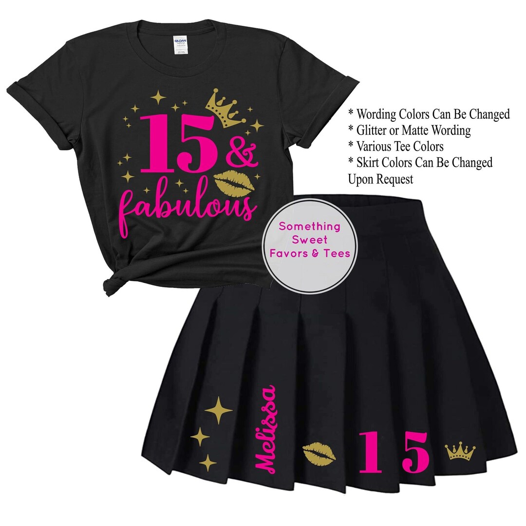 15th Birthday Outfit or Tee Only (colors Can Be Changed) Glitter or Matte Wording - Etsy