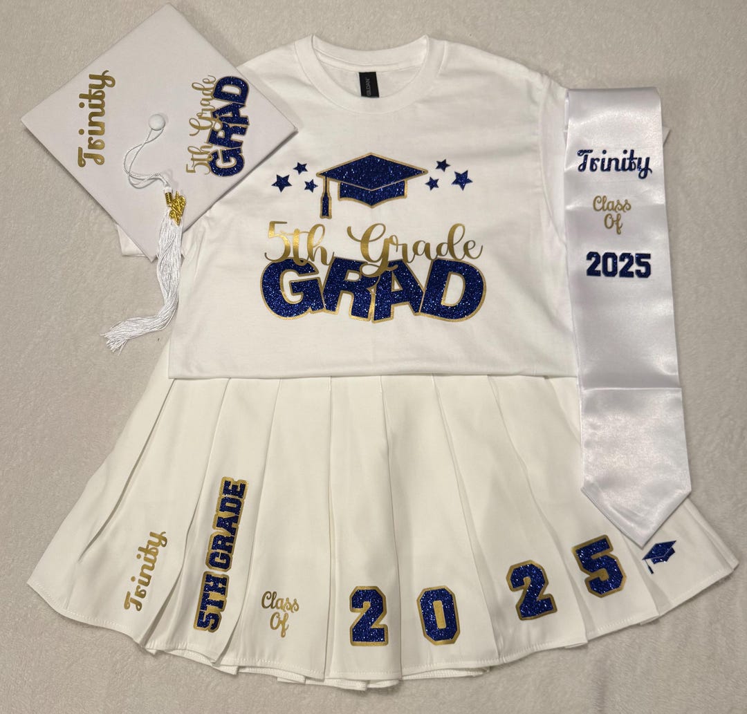 Graduation Outfit, 5th Thru 8th Grade With Hat & Stole, Royal Blue ...