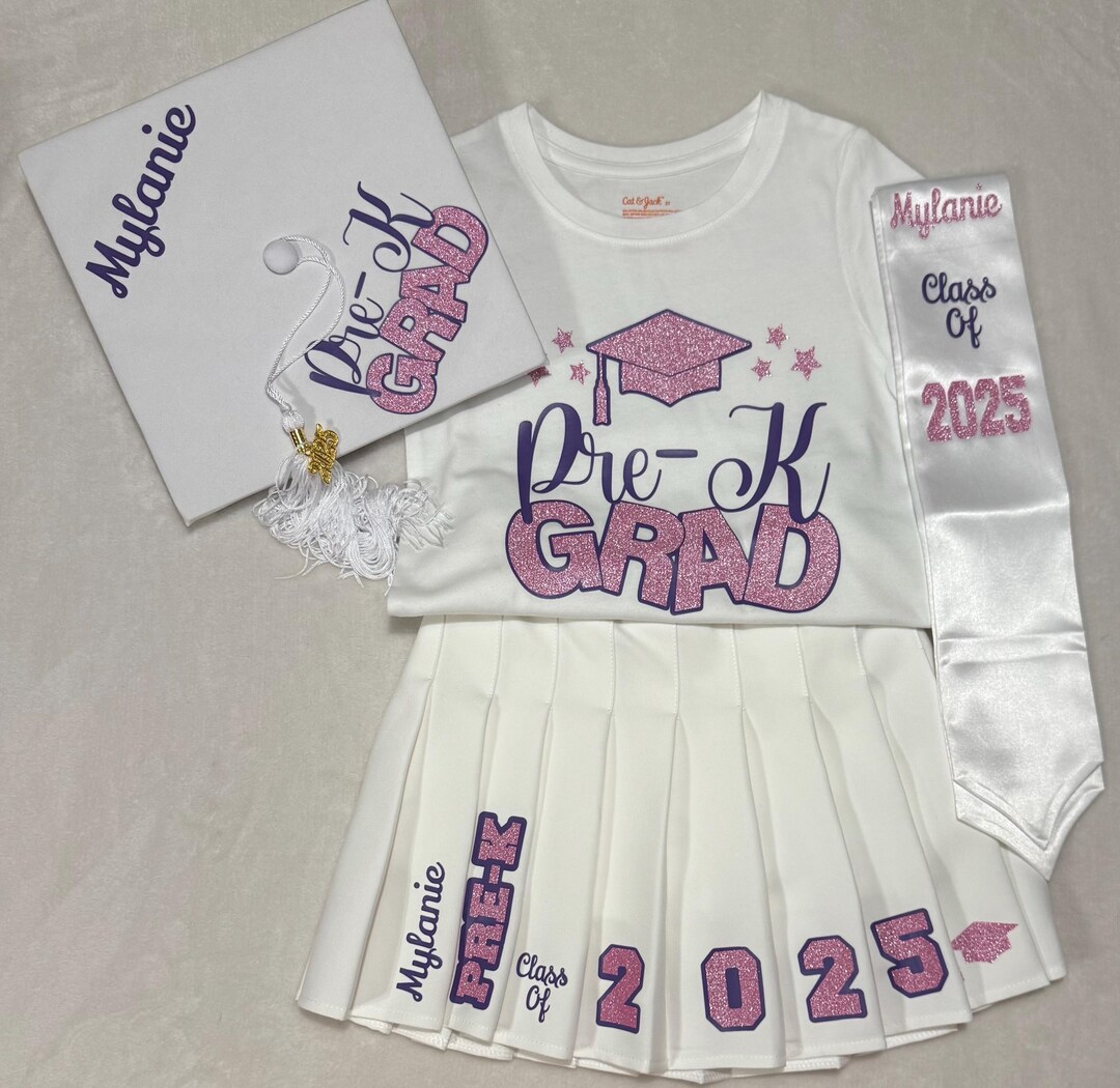 Graduation Outfit, Pre-k Thru 8th Grade, Pink, Purple & White - Etsy