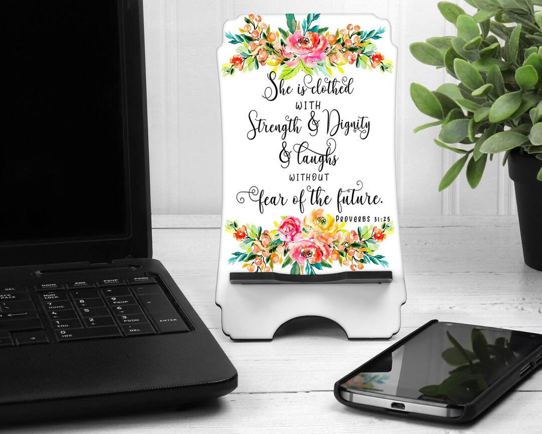 Personalized Cell Phone Stands, Religious Cell Phone Stand, She is ...