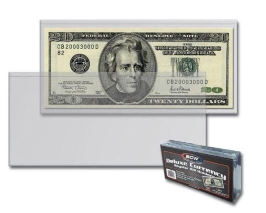 One Deluxe Semi Rigid Regular Bill Currency Holders - 1 Sleeve - Ideal ...